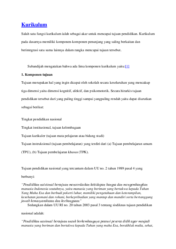 (DOC) Komponen kurikulum