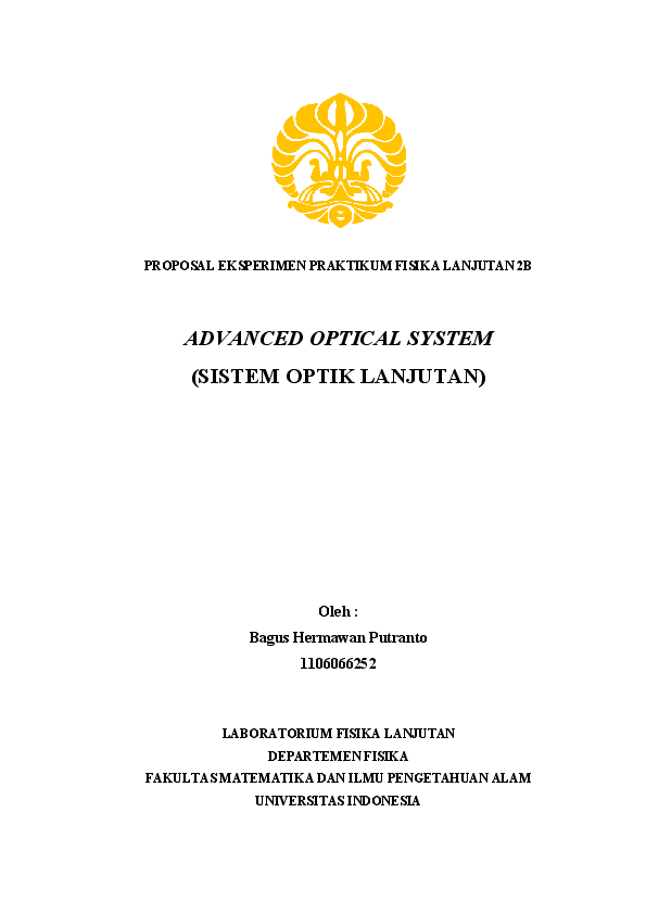 (PDF) PROPOSAL EKSPERIMEN PRAKTIKUM FISIKA LANJUTAN 2B ADVANCED OPTICAL ...