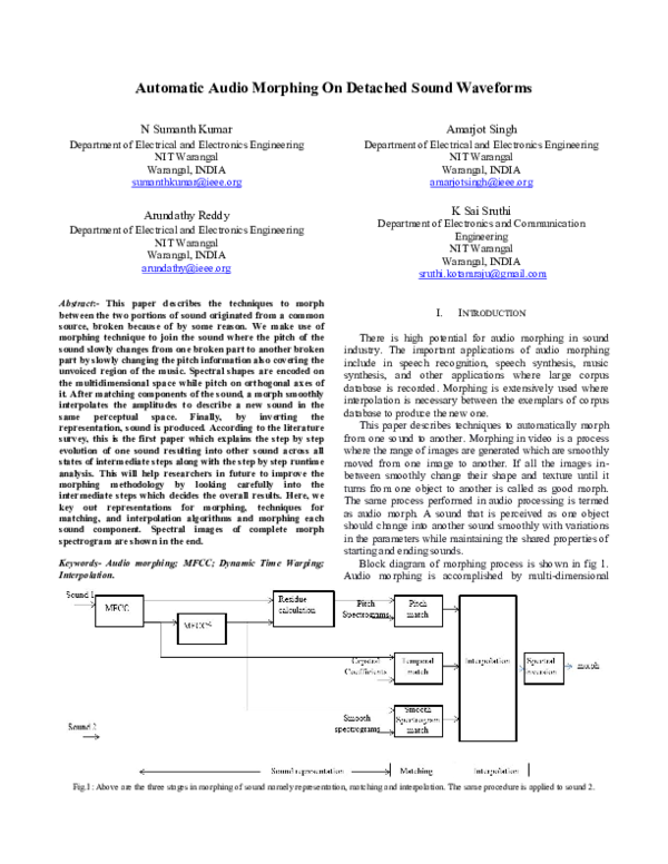 (PDF) Automatic Audio Morphing On Detached Sound Waveforms