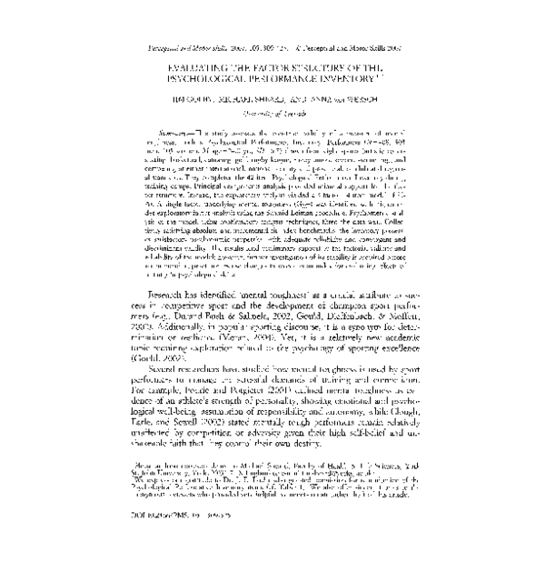 (PDF) Evaluating the factor structure of the Psychological Performance ...