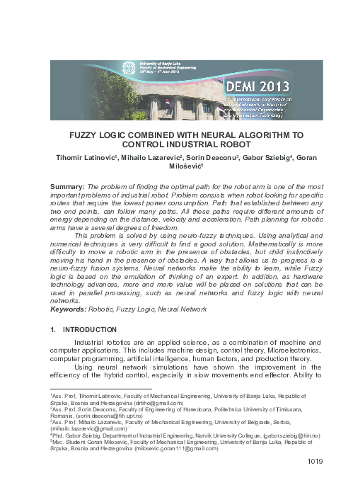 Pdf Fuzzy Logic Combined With Neural Algorithm To Control Industrial