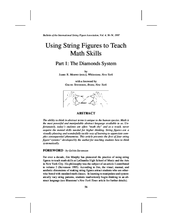 (PDF) Using String Figures to Teach Math Skills Part 1: The Diamonds System
