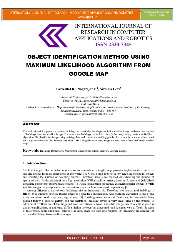 OBJECT IDENTIFICATION METHOD USING MAXIMUM LIKELIHOOD ALGORITHM FROM ...