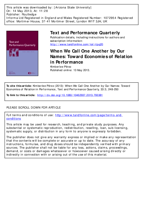 (PDF) When We Call One Another by Our Names