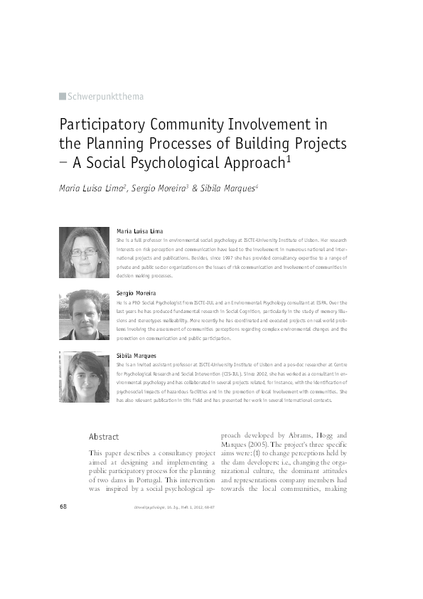(PDF) Participatory Community Involvement in Planning Processes of ...
