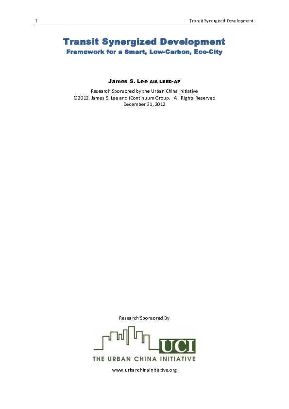 (PDF) Transit Synergized Development: Framework for a Smart, Low-Carbon ...