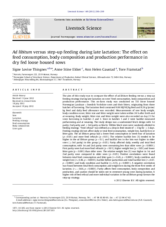 Pdf Ad Libitum Versus Step Up Feeding During Late Lactation The