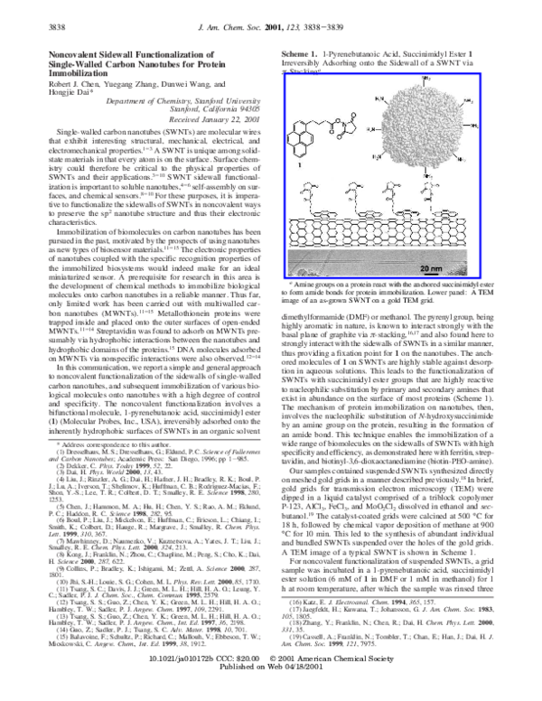(PDF) Noncovalent Sidewall Functionalization of Single-Walled Carbon ...