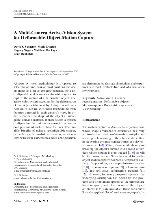 (PDF) J Intell Robot Syst A Multi-Camera Active-Vision System for ...