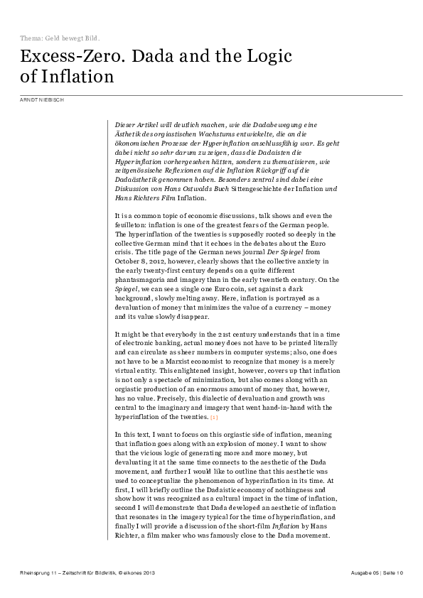 (PDF) Excess-Zero. Dada and the Logic of Inflation