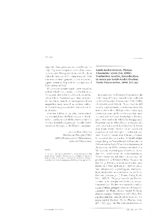 (PDF) Louis-André Dorion, 'Platon: Charmide/Lysis'