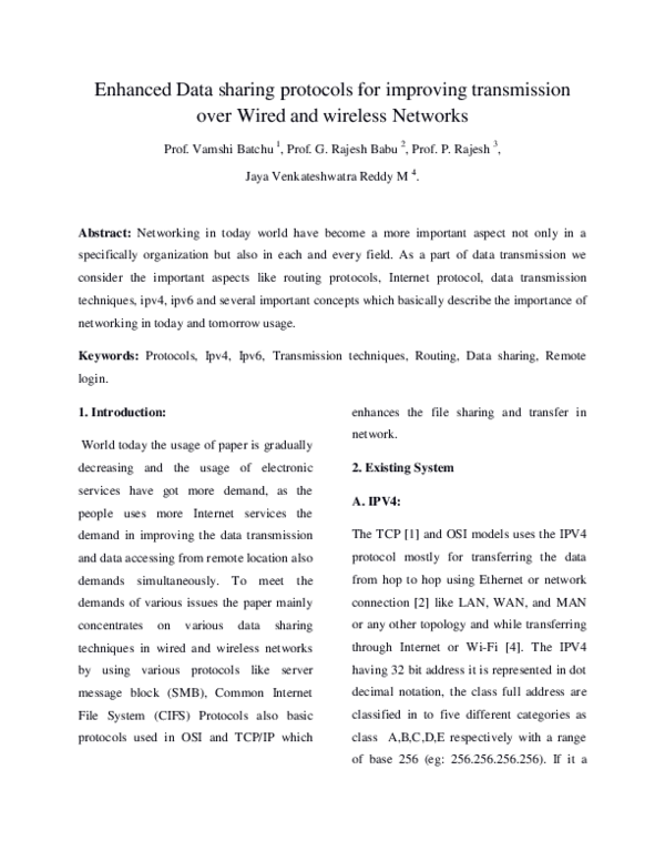 Doc Enhanced Data Sharing Protocols For Improving Transmission Over