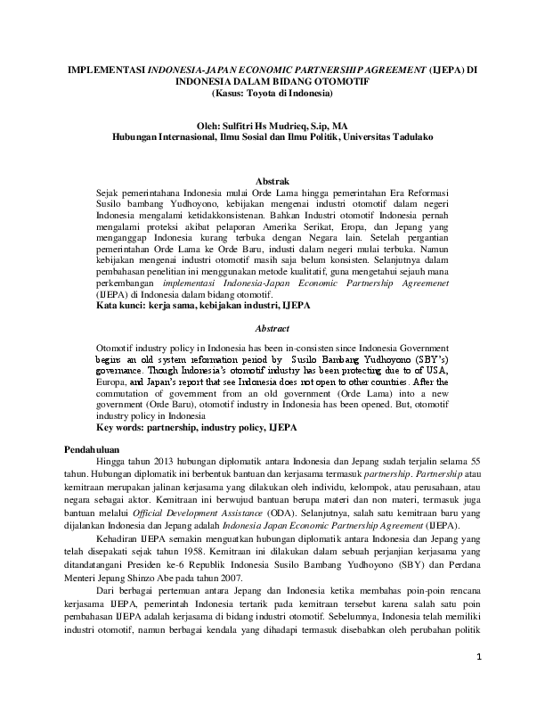 (DOC) Implementasi IJEPA di Indonesia dalam bidang otomotif