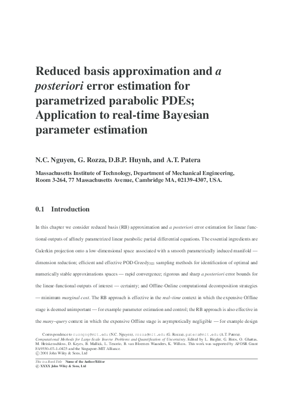Pdf Reduced Basis Approximation And A Posteriori Error Estimation For Parametrized Parabolic