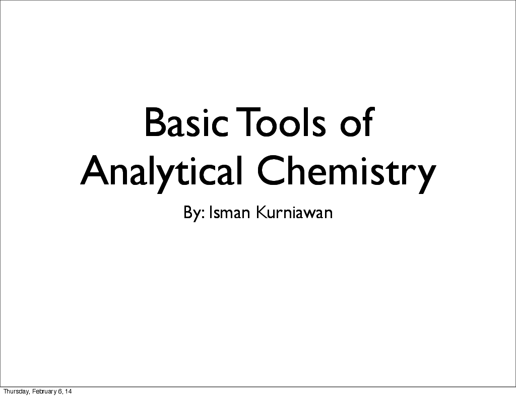(PDF) Basic Tools of Analytical Chemistry