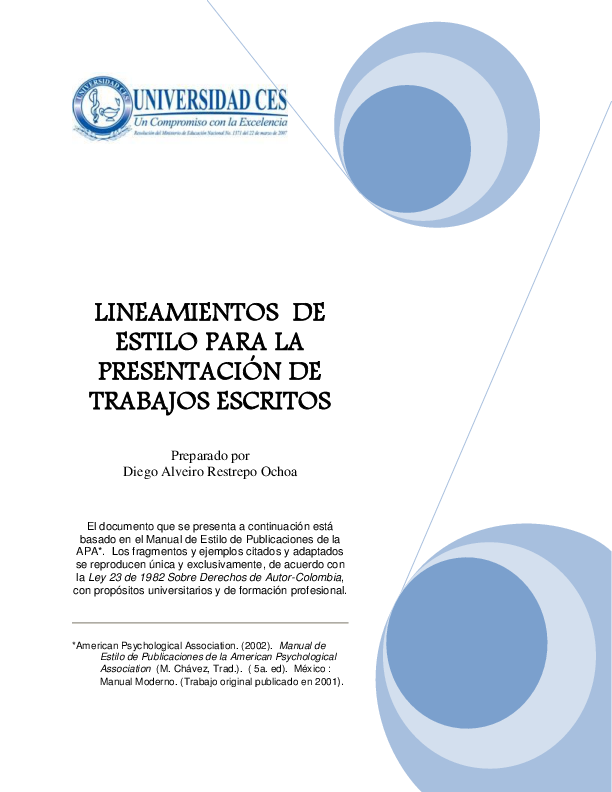 (PDF) LINEAMIENTOS DE ESTILO PARA LA PRESENTACIÓN DE TRABAJOS ESCRITOS