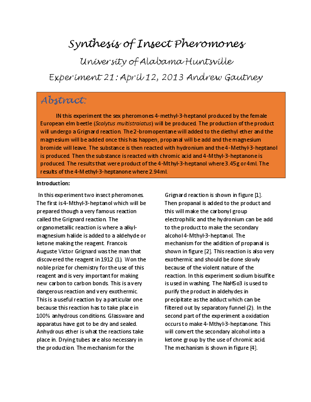 (DOC) Synthesis of Insect Pheromones