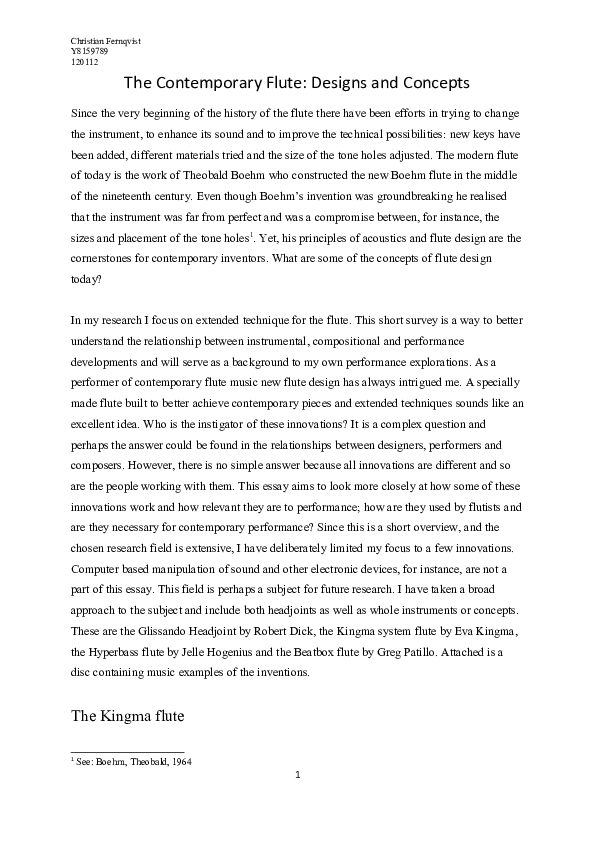 (PDF) The Contemporary Flute: Designs and Concepts