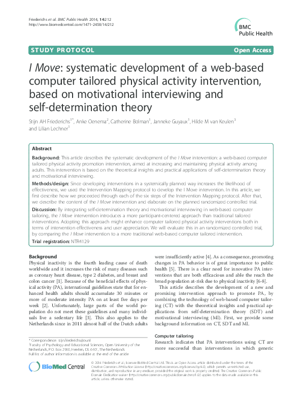 Pdf I Move Systematic Development Of A Web Based Computer Tailored Physical Activity
