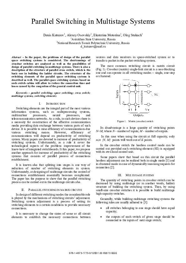 (PDF) Parallel Switching in Multistage Systems