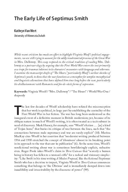 (PDF) The Early Life of Septimus Smith
