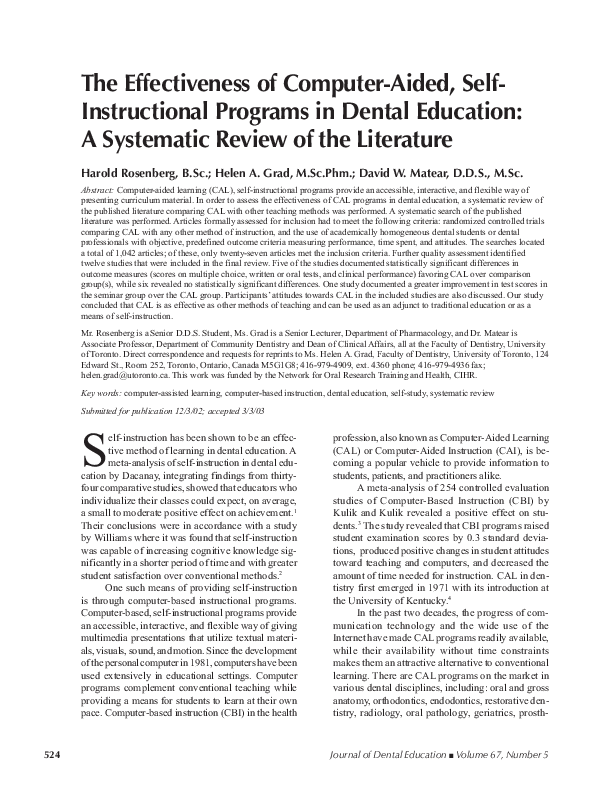 (PDF) The Effectiveness of Computer-Aided, Self Instructional Programs ...