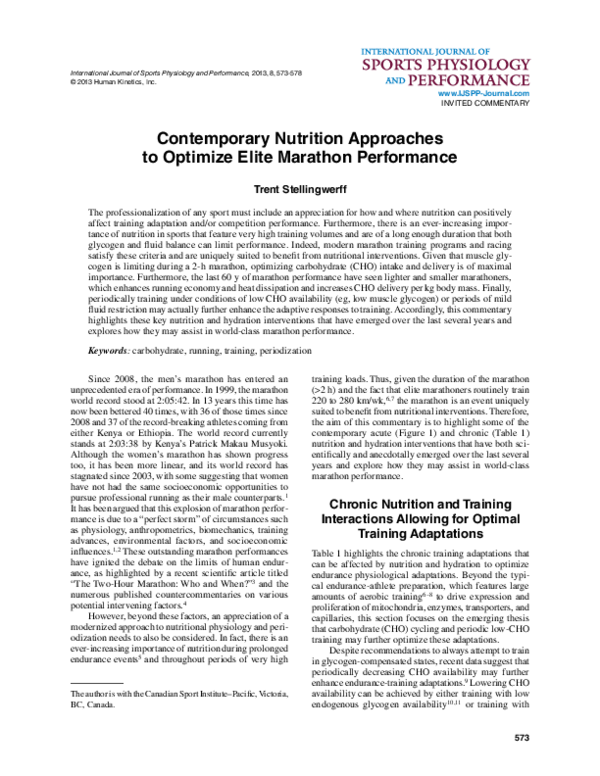 (PDF) Contemporary Nutrition Approaches to Optimize Elite Marathon ...