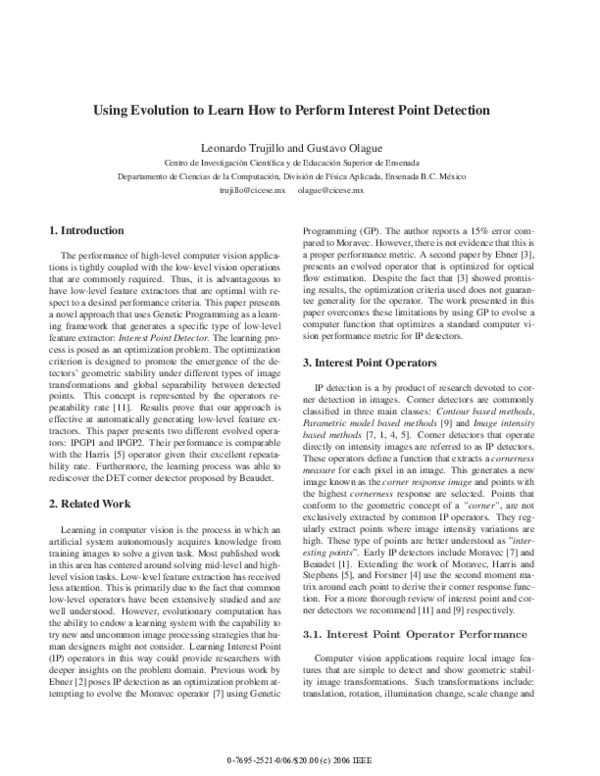 Using Evolution To Learn How To Perform Interest Point Detection