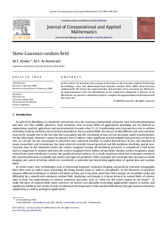 (PDF) Skew-Gaussian random field