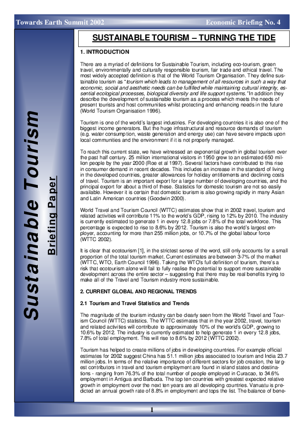 (PDF) Towards Earth Summit 2002 Economic Briefing No. 4 SUSTAINABLE ...