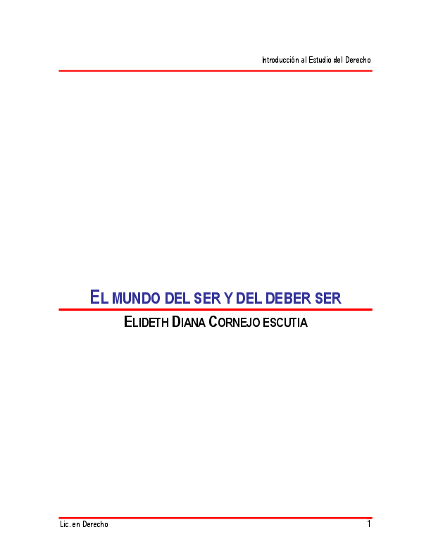 (PDF) Introducción al Estudio del Derecho EL MUNDO DEL SER Y DEL DEBER SER