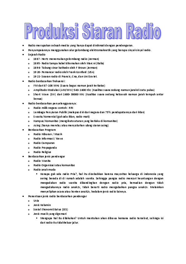 (DOC) Produksi Siaran Radio 1