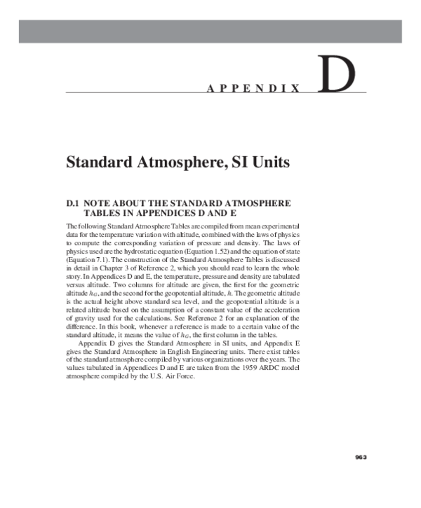 (PDF) A P P E N D I X D Standard Atmosphere, SI Units NOTE ABOUT THE ...