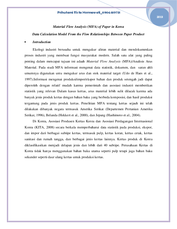 (DOC) Material Flow Analysis (MFA)