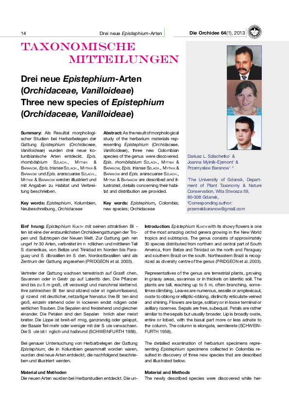 (PDF) Three new species of Epistephium (Orchidaceae, Vanilloideae)