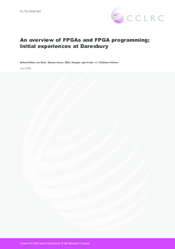 (PDF) An overview of FPGAs and FPGA programming; Initial experiences at Daresbury