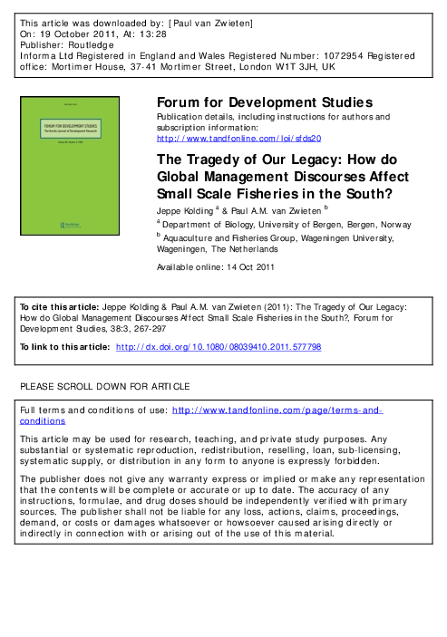 (PDF) Forum for Development Studies The Tragedy of Our Legacy: How do ...