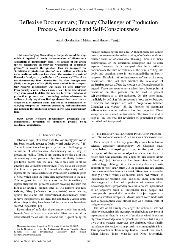 (PDF) Reflexive Documentary; Ternary Challenges of Production Process ...