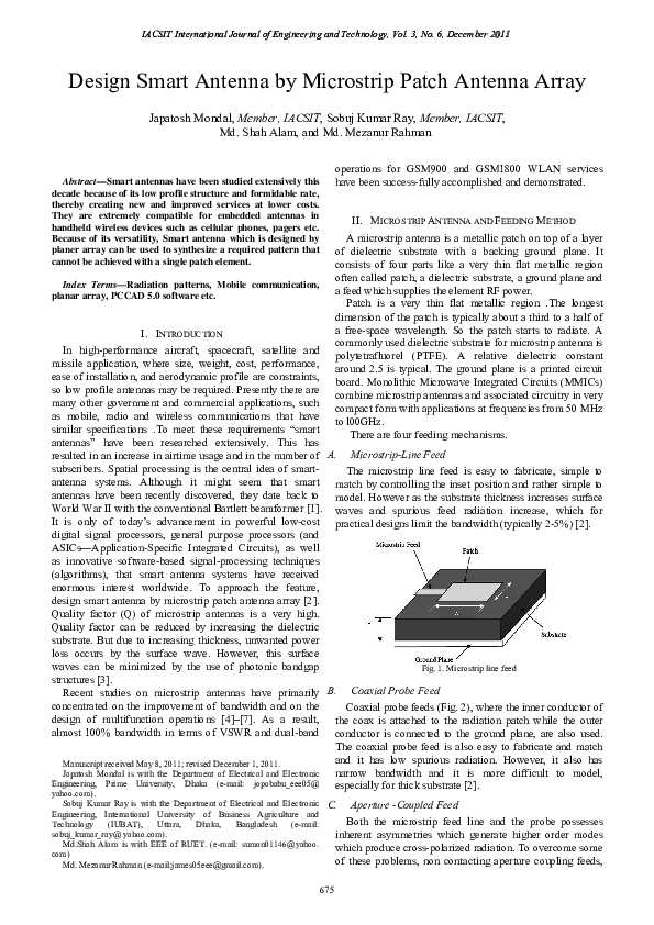 (PDF) Design Smart Antenna by Microstrip Patch Antenna Array