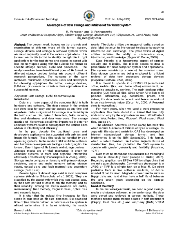 Pdf An Analysis Of Data Storage And Retrieval Of File Format System
