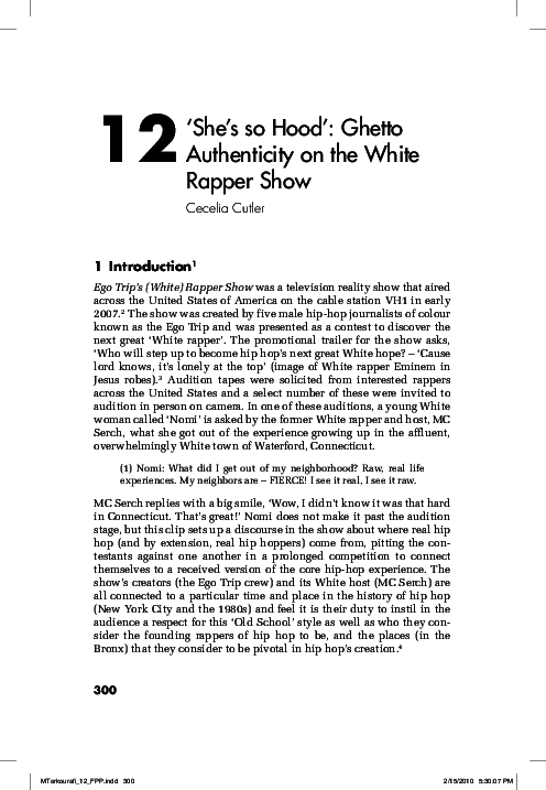 ‘She’s so Hood’: Ghetto Authenticity on the White Rapper Show