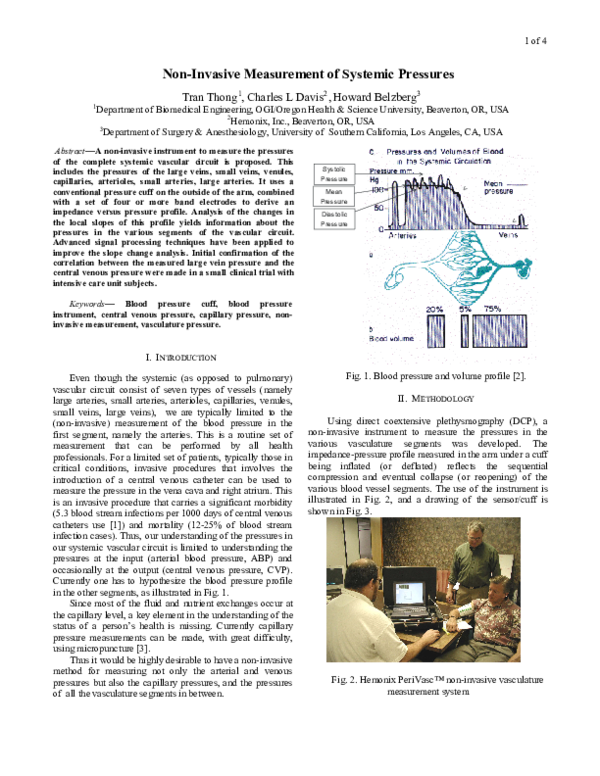 (PDF) Non-Invasive Measurement of Systemic Pressures