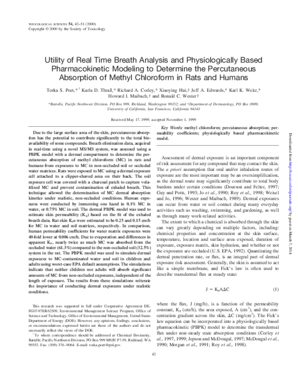 (PDF) Utility of Real Time Breath Analysis and Physiologically Based ...