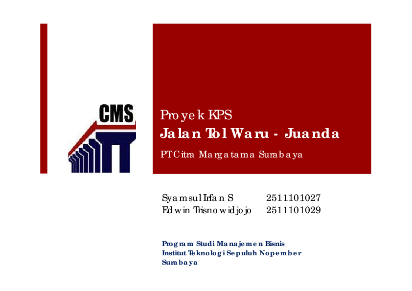 (PDF) Kerjasama Pemerintah Swasta (KPS) Kasus Jalan Tol Waru - Juanda PT Citra Margatama Surabaya