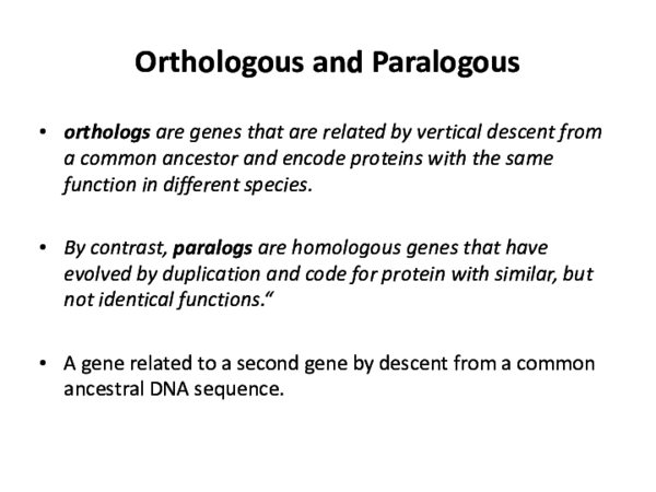 (PDF) Orthologous and Paralogous