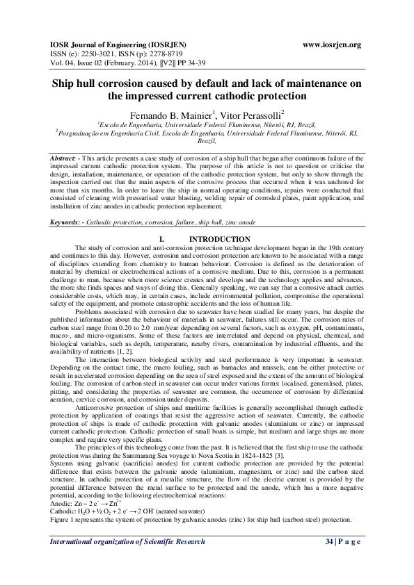 (PDF) IOSR Journal of Engineering (IOSRJEN) Ship hull corrosion caused ...