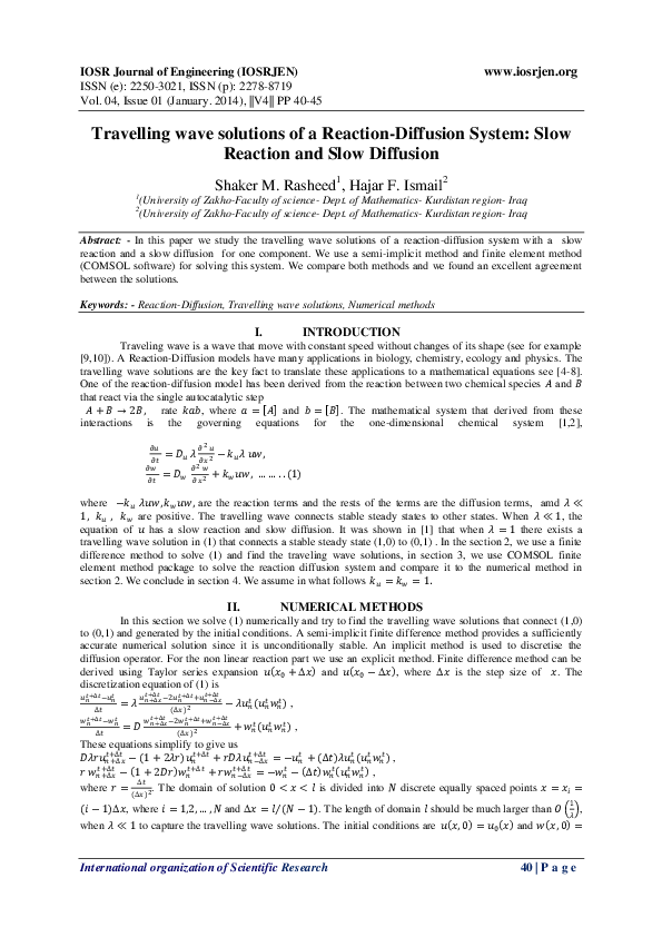 Pdf Travelling Waves For Solid Gas Reaction Diffusion Systems Stella Vernier Piro