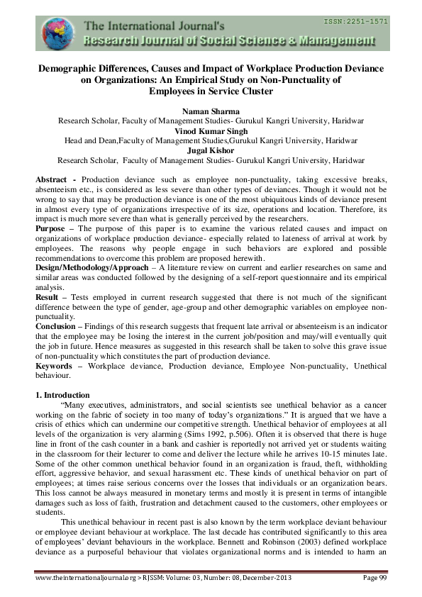 (PDF) Demographic Differences, Causes and Impact of Workplace ...