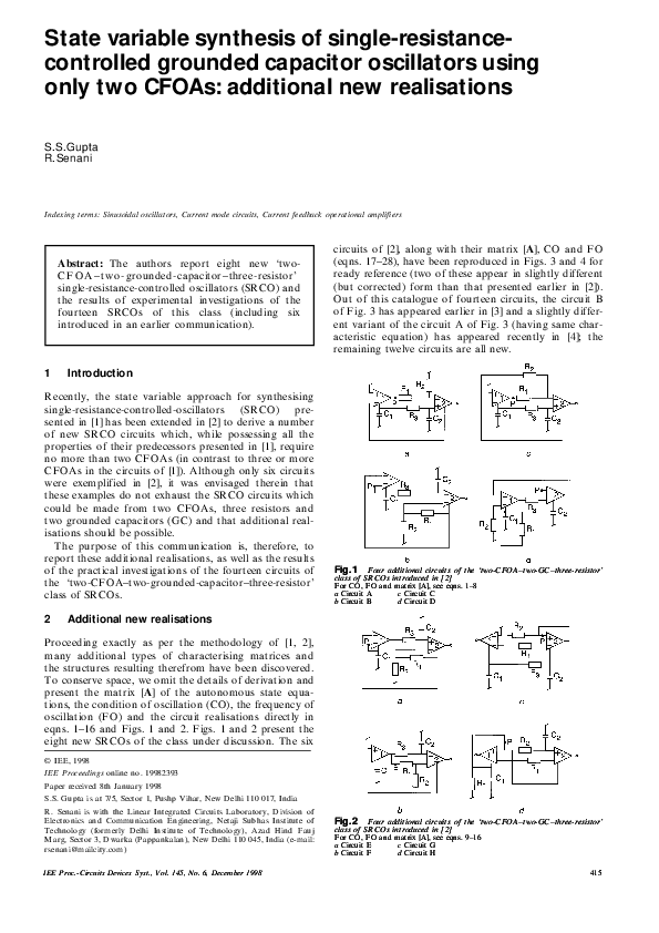 (PDF) State variable synthesis of single-resistance-controlled grounded ...