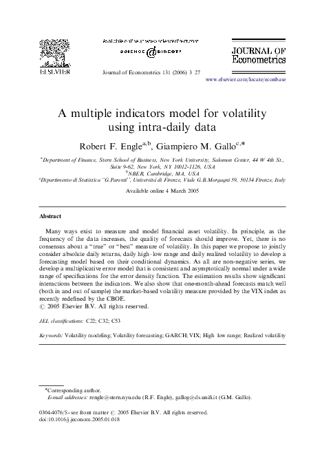 (PDF) A multiple indicators model for volatility using intra-daily data